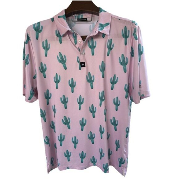 Bad Birdie | Shirts | Bad Birdie Xxl Desert Cactus Mens Polo Golf Pink ...